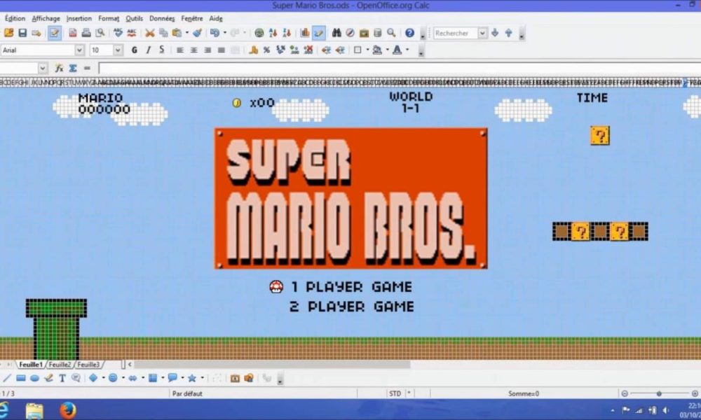 Super Mario Bros recreado en una hoja de cálculo de Excel